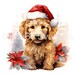 Christmas Goldendoodle Puppy Dog Watercolor Clipart, Golden Doodle ...