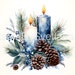Christmas Candle Watercolor Clipart, Christmas Blue Candle Painting ...