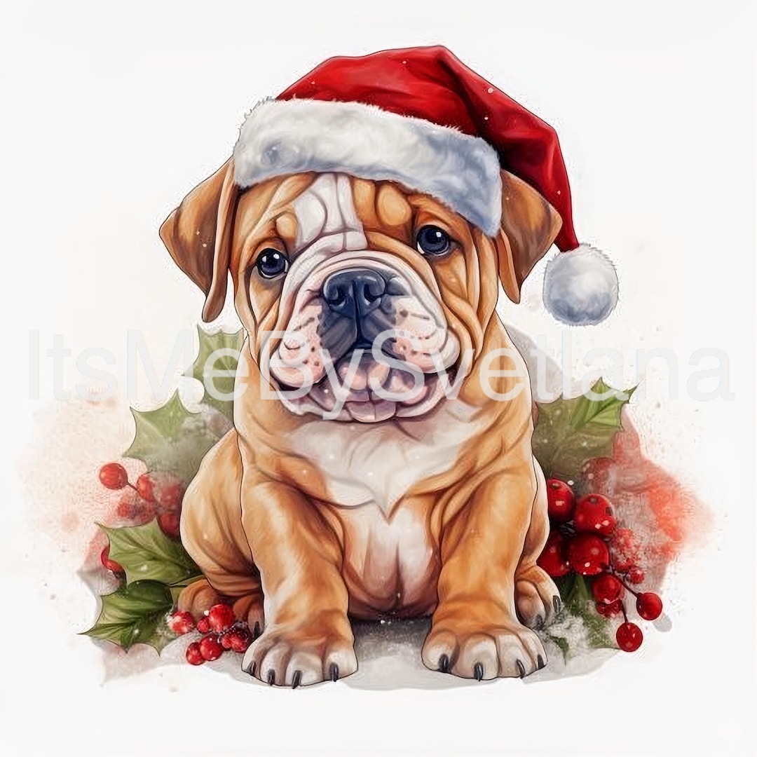 Christmas Puppy Dog Watercolor Clipart, Christmas Dog Print, Book ...