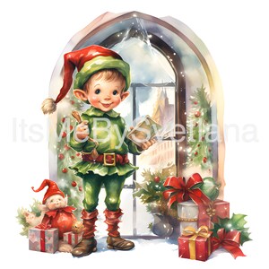 Christmas Cute Elf Watercolor Clipart, High Quality Jpgs, Christmas ...