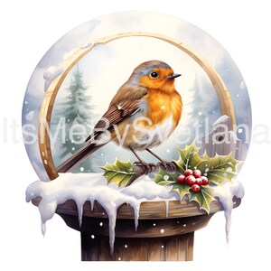 Christmas Robin Watercolor Clipart Colorful Bird Robin - Etsy Canada
