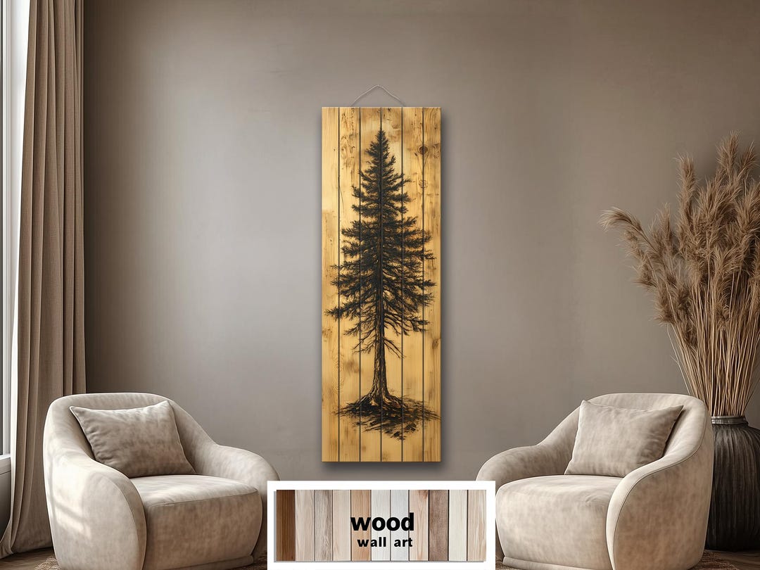 Tall Vertical Pine Tree Real Wood Wall Art – Rustic Forest Tree Cabin ...