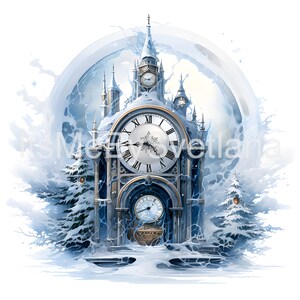 Christmas Clock Clipart, 18 High Quality Winter Jpgs,christmas ...