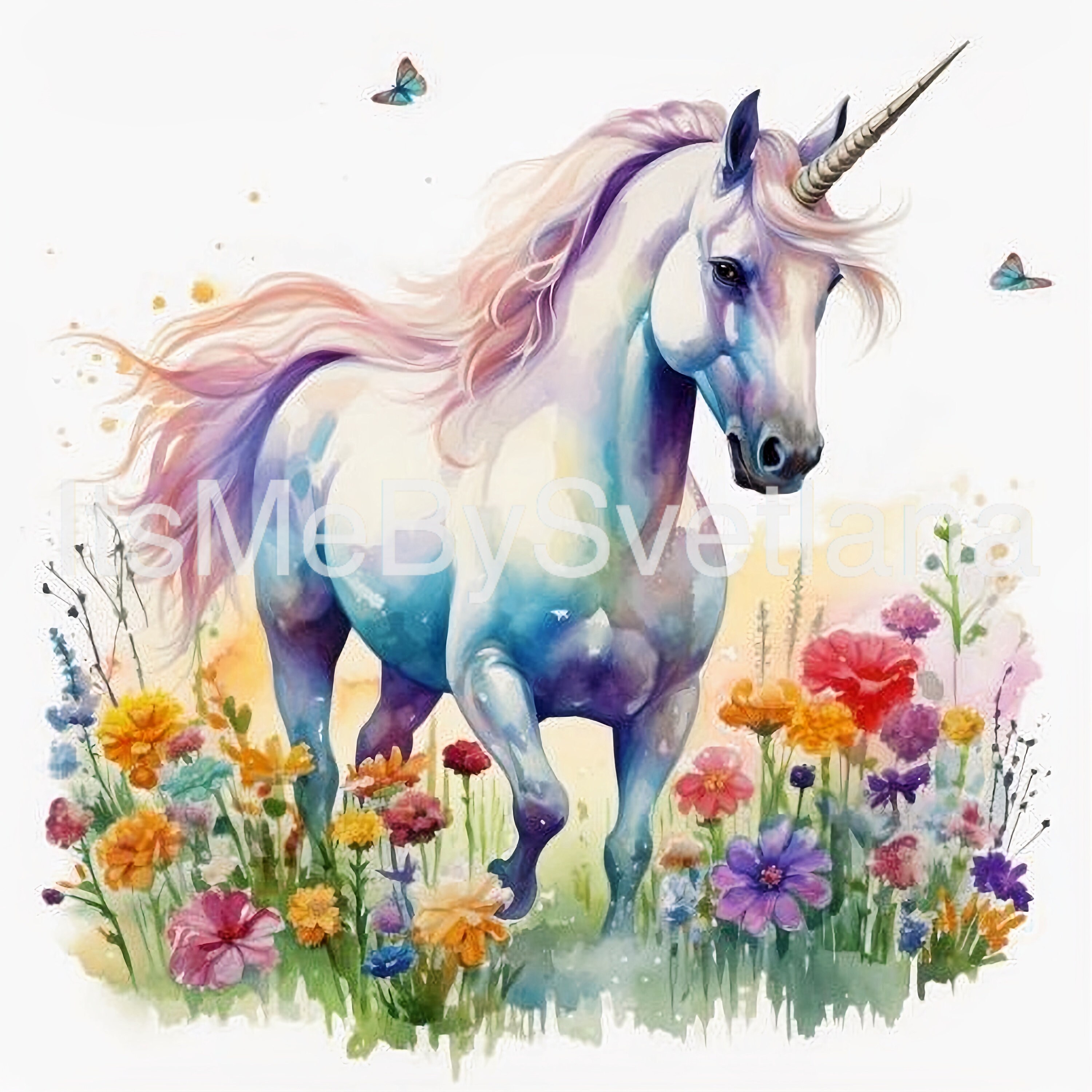 Unicorn Watercolor Clipart Fantasy Unicorn Watercolor - Etsy