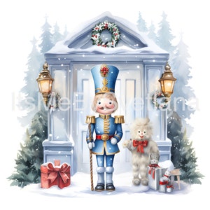 Christmas Blue Nutcracker Watercolor Clipart, Christmas Illustration ...