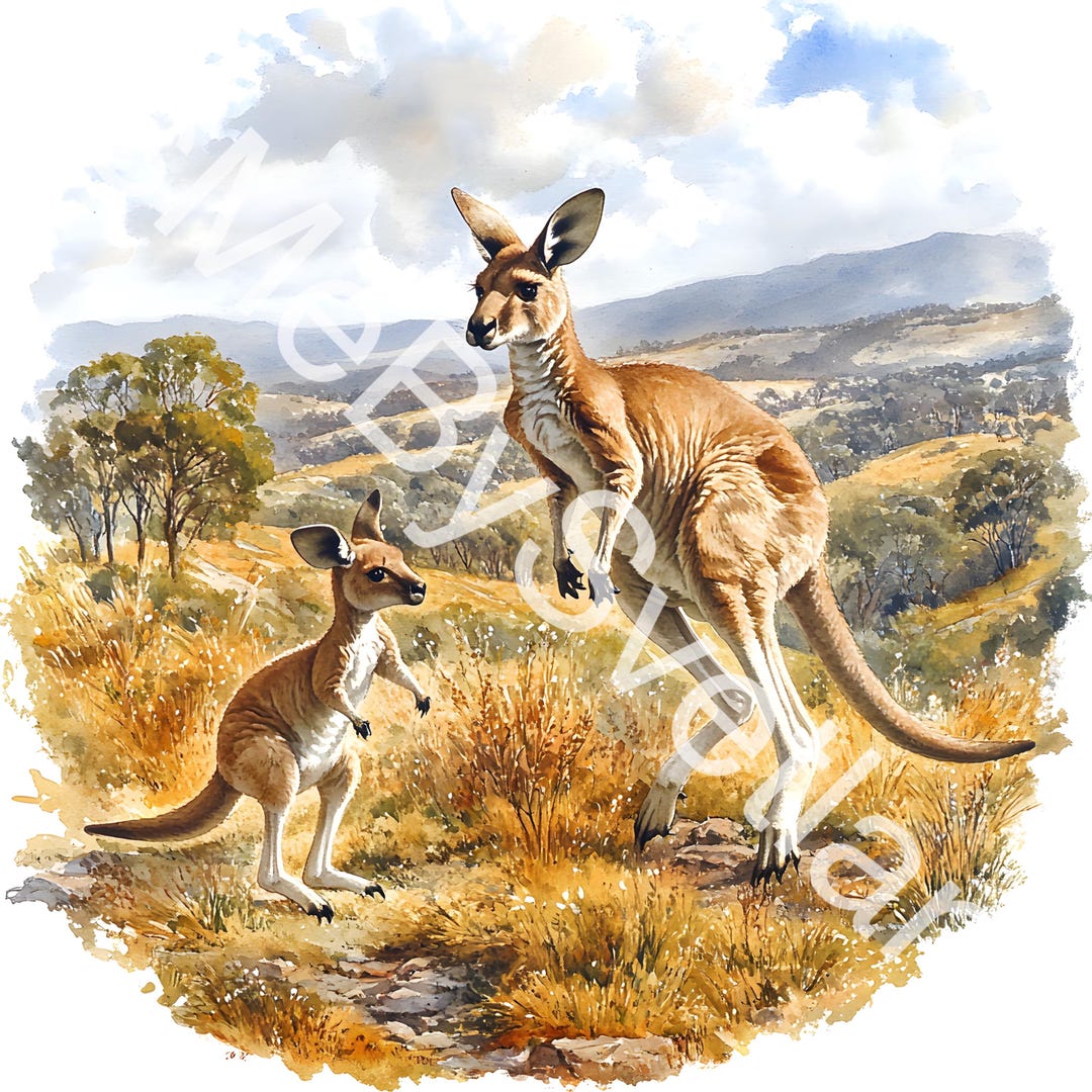 Australian Kangaroo Watercolor Clipart, Book Scrapping, High Qualityjpg ...