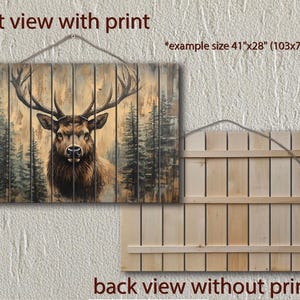 Rustic Elk in Pine Trees Distressed Wood Wall Art Printed on Real Wood ...