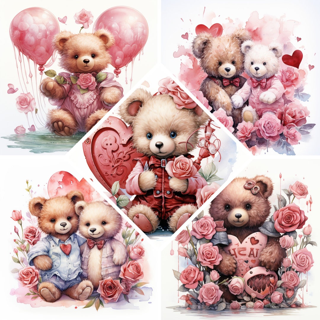 Valentines Day Teddy Bear Clipart, Book Scrapping ,high Quality 16 Jpg ...