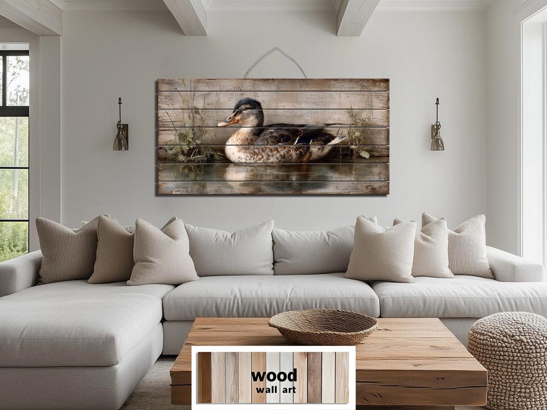 Rustic Duck on Water Distressed Wood Wall Art, Lakehouse Decor ...