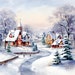 Winter Village Clipart, Watercolor Christmas Village, Christmas Scene ...