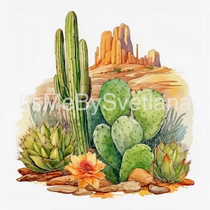 Giant Desert Cactus Clipart, Arizona Desert Cactus Print, Book ...