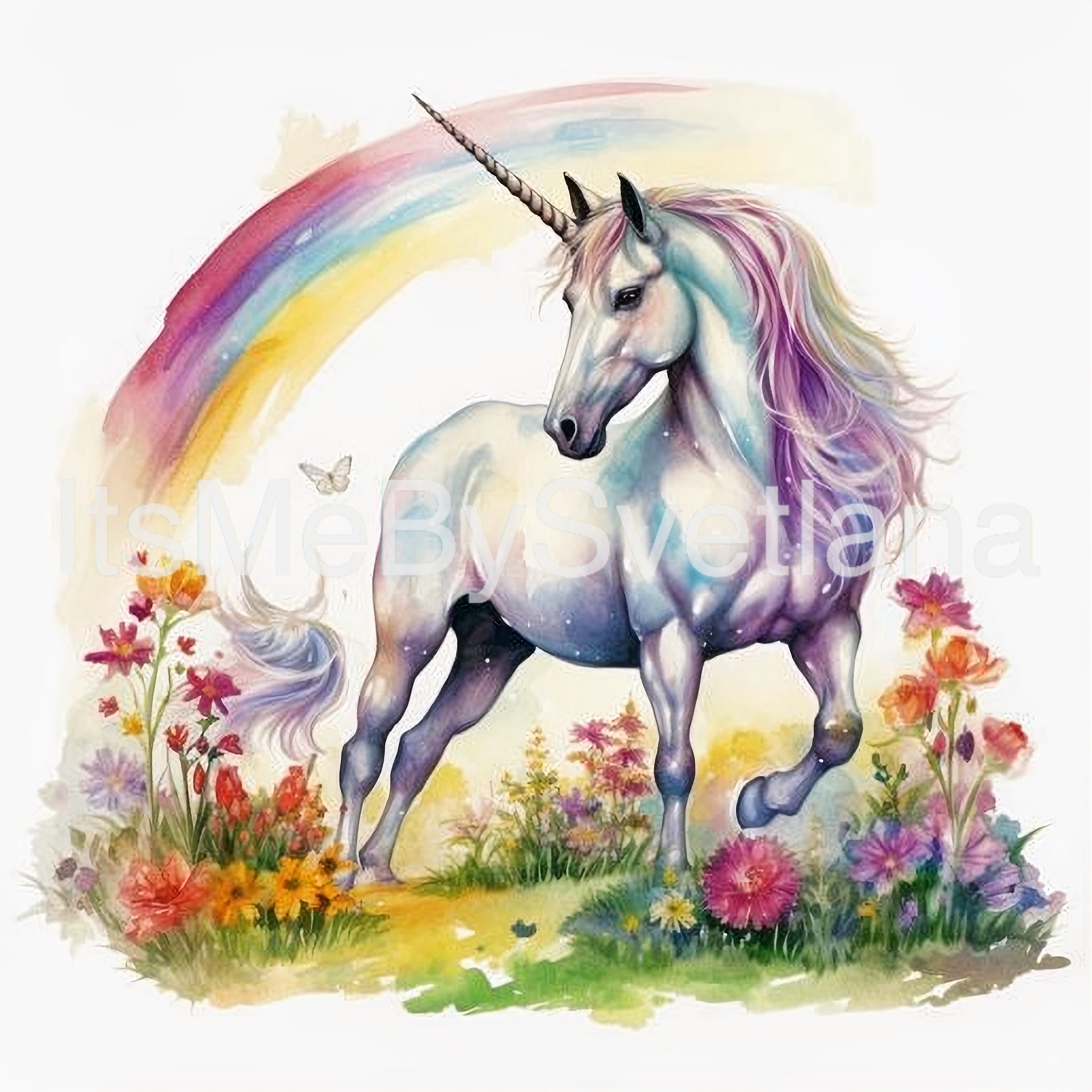 Unicorn Watercolor Clipart Fantasy Unicorn Watercolor - Etsy