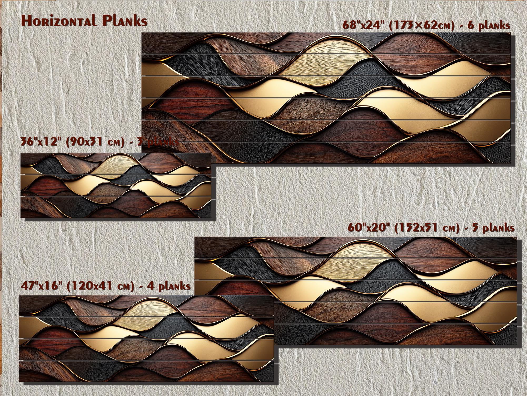 Long Horizontal Wood Texture Wall Art Print, Abstract Brown Gold ...