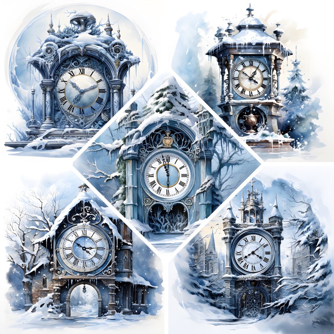 Christmas Clock Clipart, 18 High Quality Winter Jpgs,christmas ...