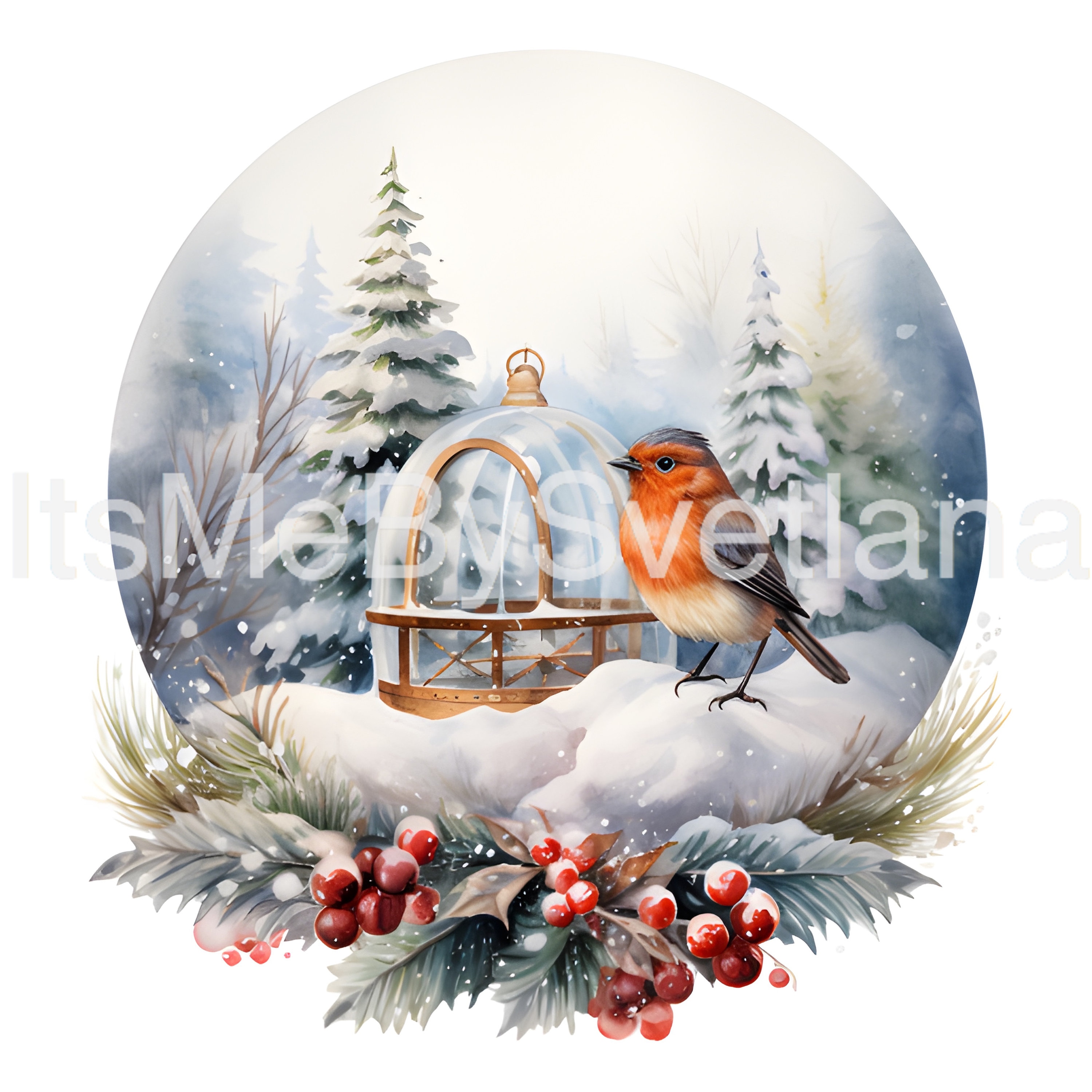 Christmas Robin Watercolor Clipart Colorful Bird Robin - Etsy Canada