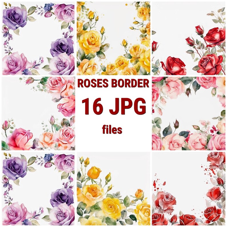 16 Roses Border Clipart Images Floral Print Book - Etsy