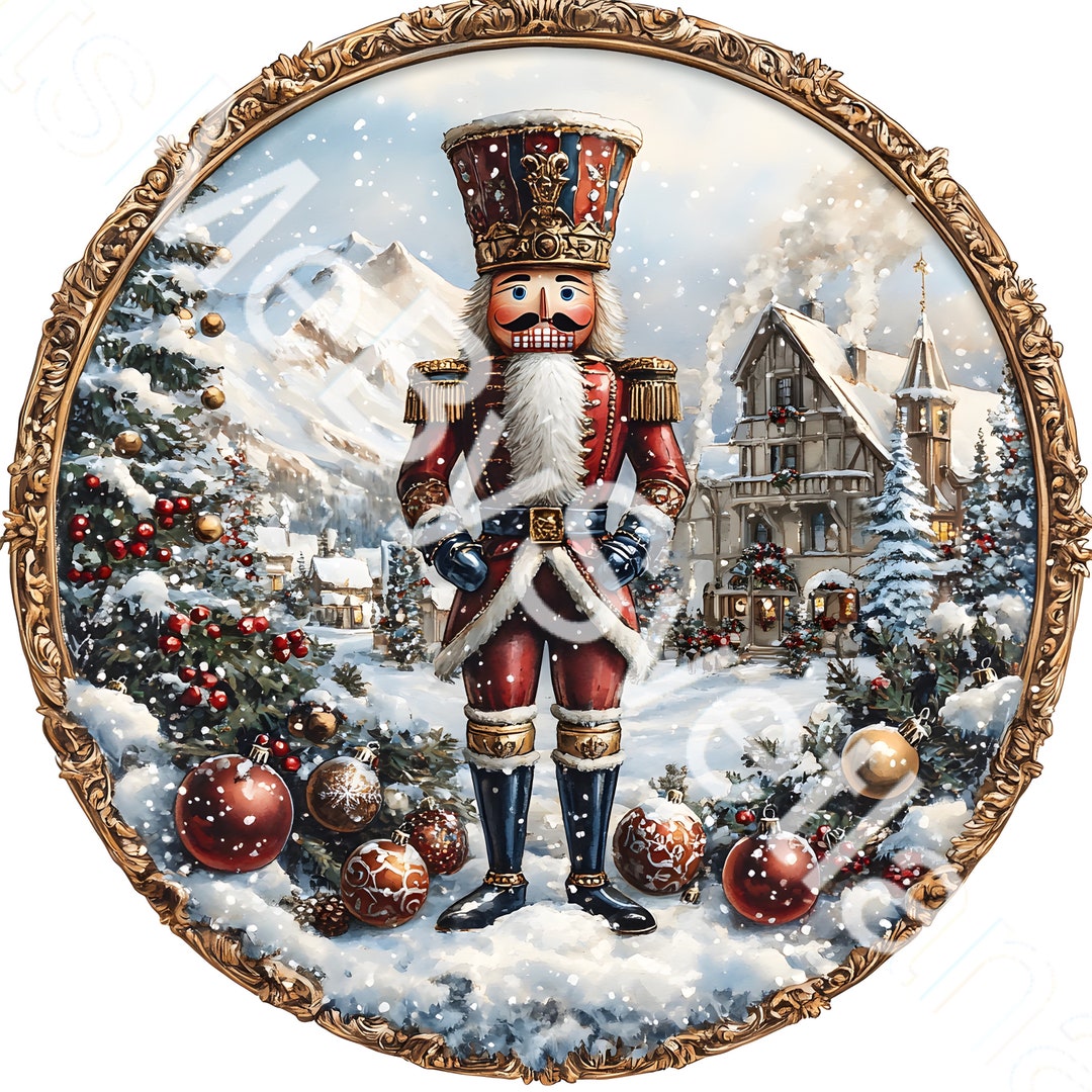 Christmas Nutcracker Round Watercolour Clipart, Book Scrapping, High ...