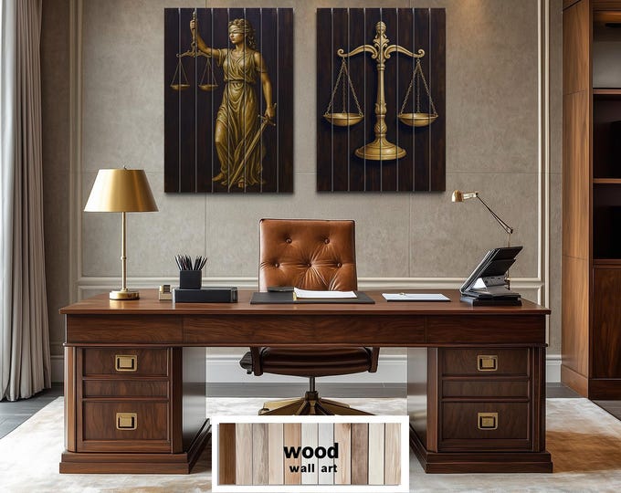 Law Office Wall Art - Scales of Justice, Lady Justice and Judge Gavel ...