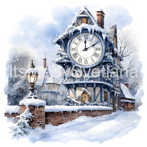 Christmas Clock Clipart, 18 High Quality Winter Jpgs,christmas ...