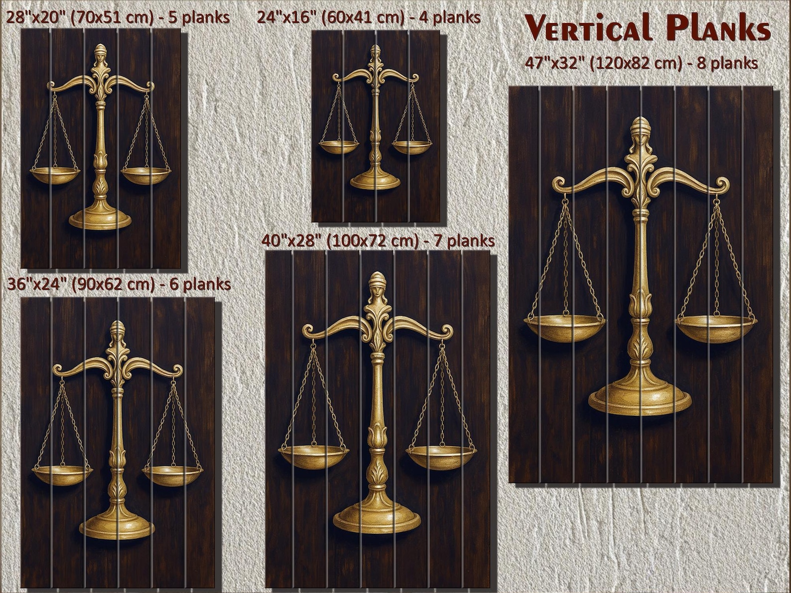 Set of 2 Law Office Wall Art – Brown Gold Lady Justice & Scales of ...