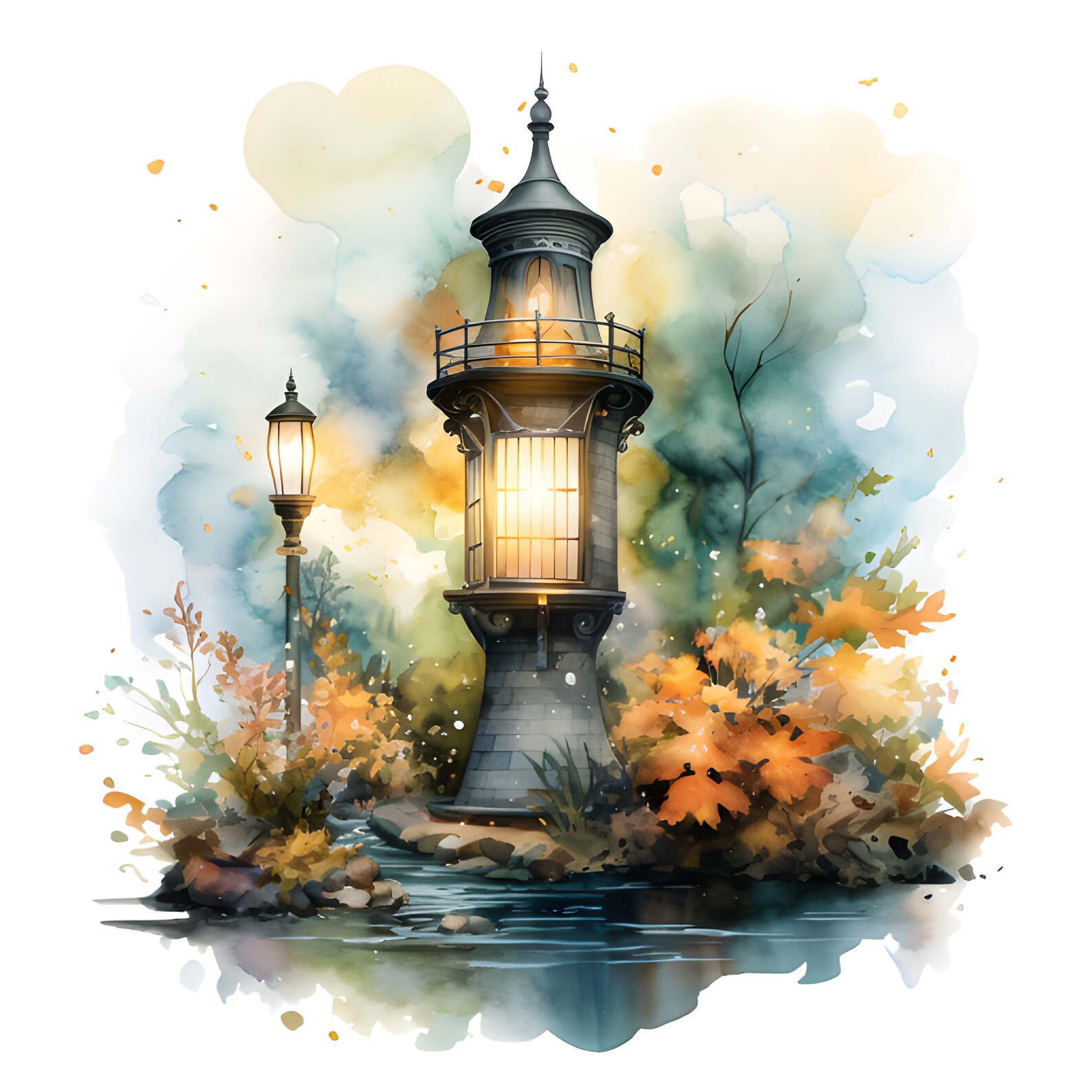 Big Magical Lantern Watercolor Clipartmystical Fantasy - Etsy