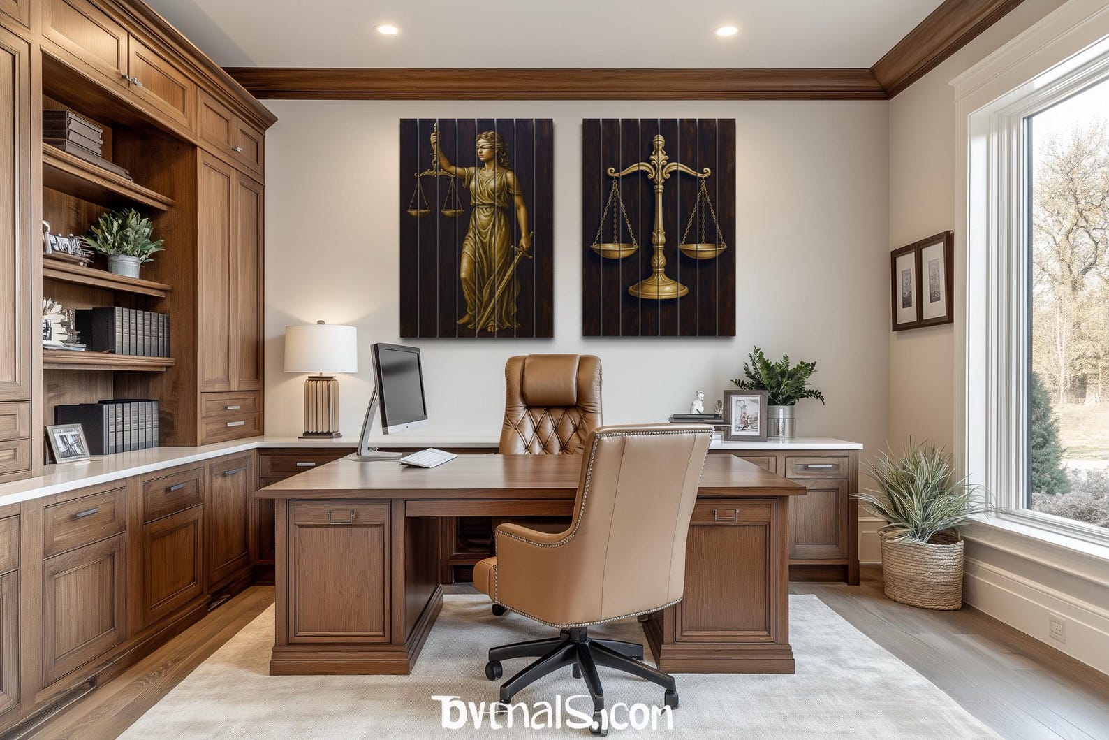 Set of 2 Law Office Wall Art – Brown Gold Lady Justice & Scales of ...