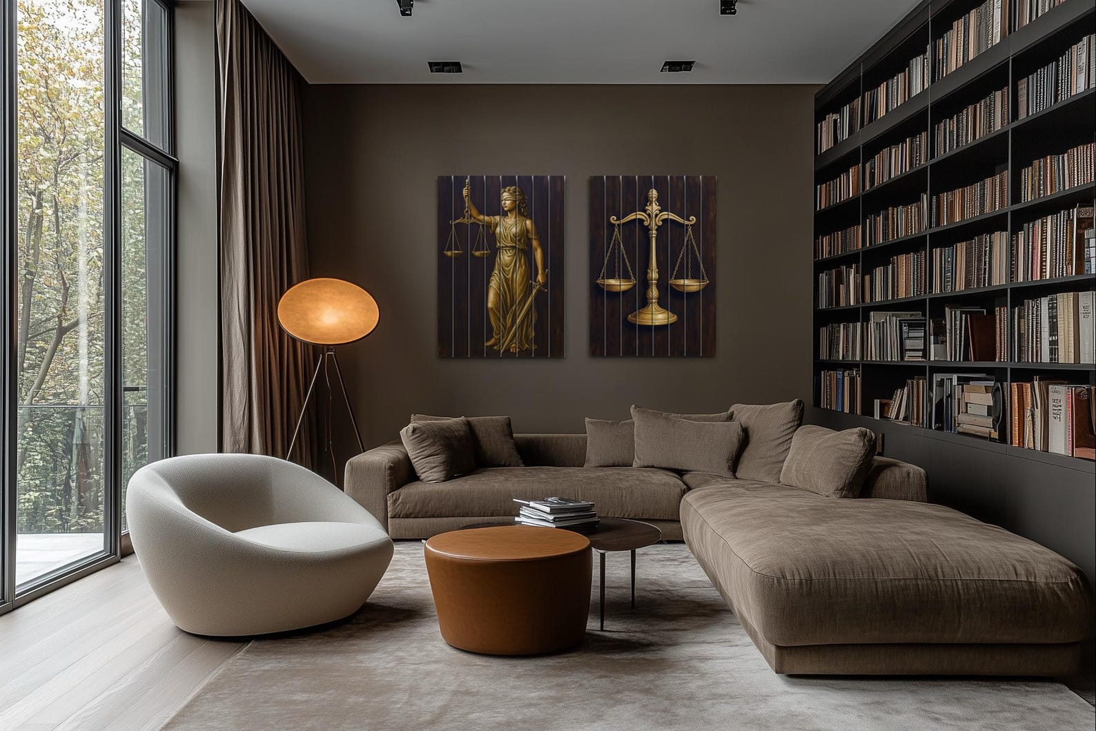 Set of 2 Law Office Wall Art – Brown Gold Lady Justice & Scales of ...