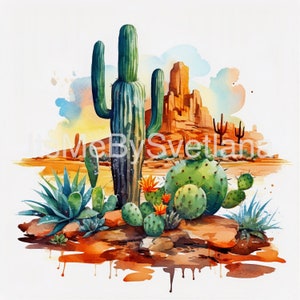 Giant Desert Cactus Clipart, Arizona Desert Cactus Print, Book ...