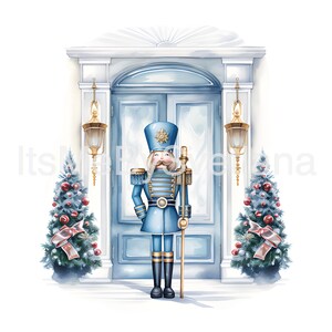 Christmas Blue Nutcracker Watercolor Clipart, Christmas Illustration ...