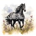 Black Horse Watercolor Clipart, Horse in a Field Watercolor Painting ...
