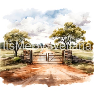 18 Texas Landscape Watercolor Clipart, Summer Texas Landscape Print ...