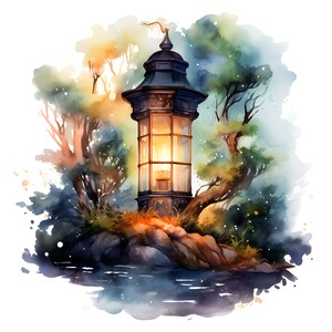 Big Magical Lantern Watercolor Clipart,mystical Fantasy Lantern, Book ...