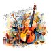 Musical Instruments Watercolor Clipart, Fantasy Guitar, Abstract Print ...
