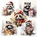 Christmas Baby Raccoon Clipart, 24 JPG Watercolor Files, Digital ...