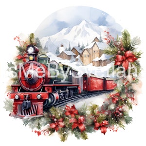 Vintage Christmas Train Watercolor Clipart Snowy Winter Train - Etsy Canada