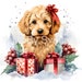 Christmas Goldendoodle Puppy Dog Watercolor Clipart, Golden Doodle ...