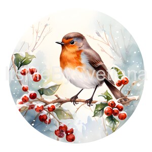Christmas Robin Watercolor Clipart, Colorful Bird Robin Print,book ...