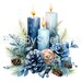 Christmas Candle Watercolor Clipart, Christmas Blue Candle Painting ...