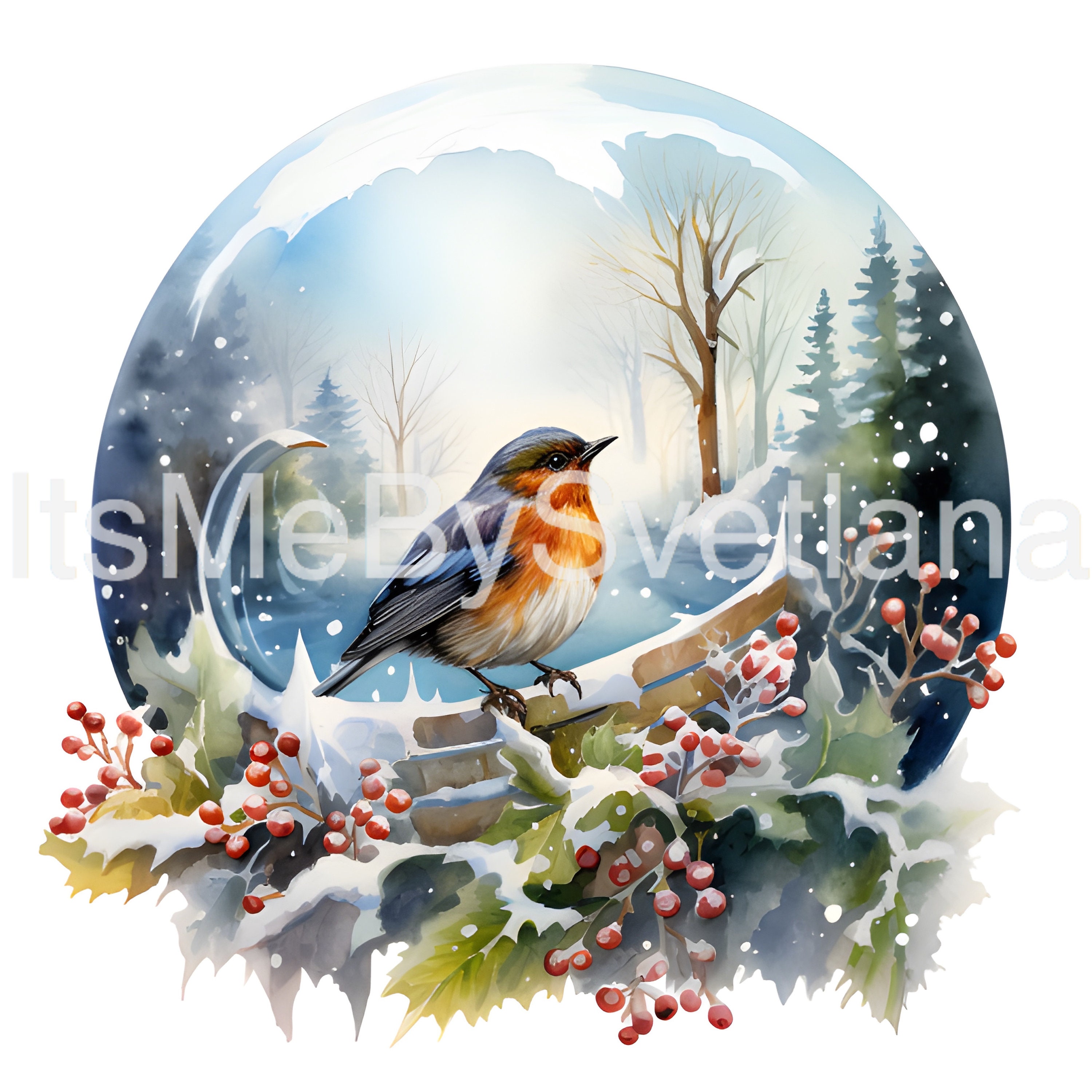 Christmas Robin Watercolor Clipart Colorful Bird Robin - Etsy Canada