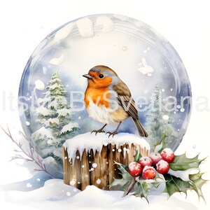 Christmas Robin Watercolor Clipart, Colorful Bird Robin Print,book ...