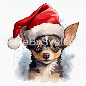 Christmas Puppy Dog Watercolor Clipart, Christmas Dog Print, Book ...