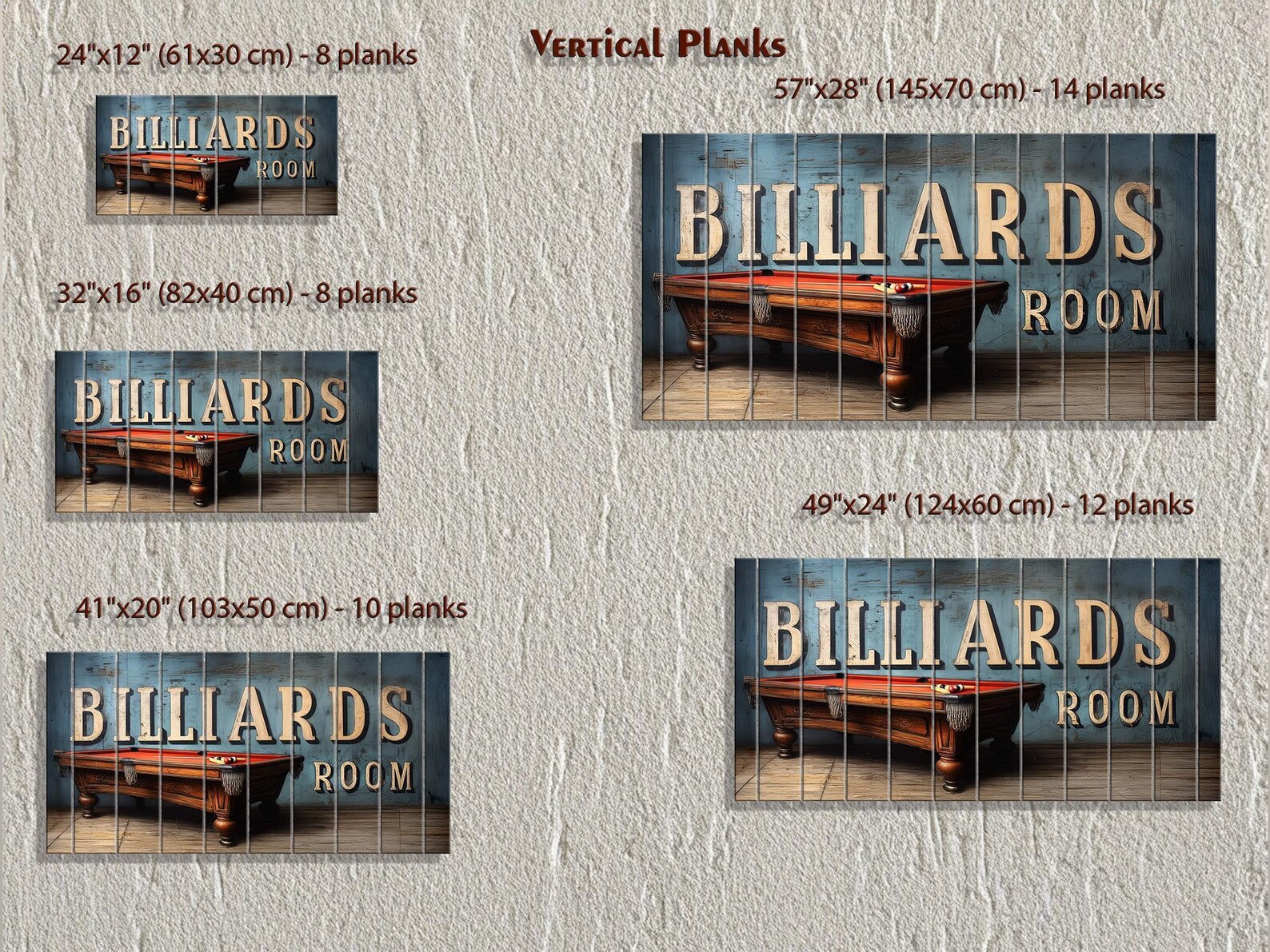 Billiards Room Sign Distressed Wood Wall Art, Pool Table Sign Rustic ...