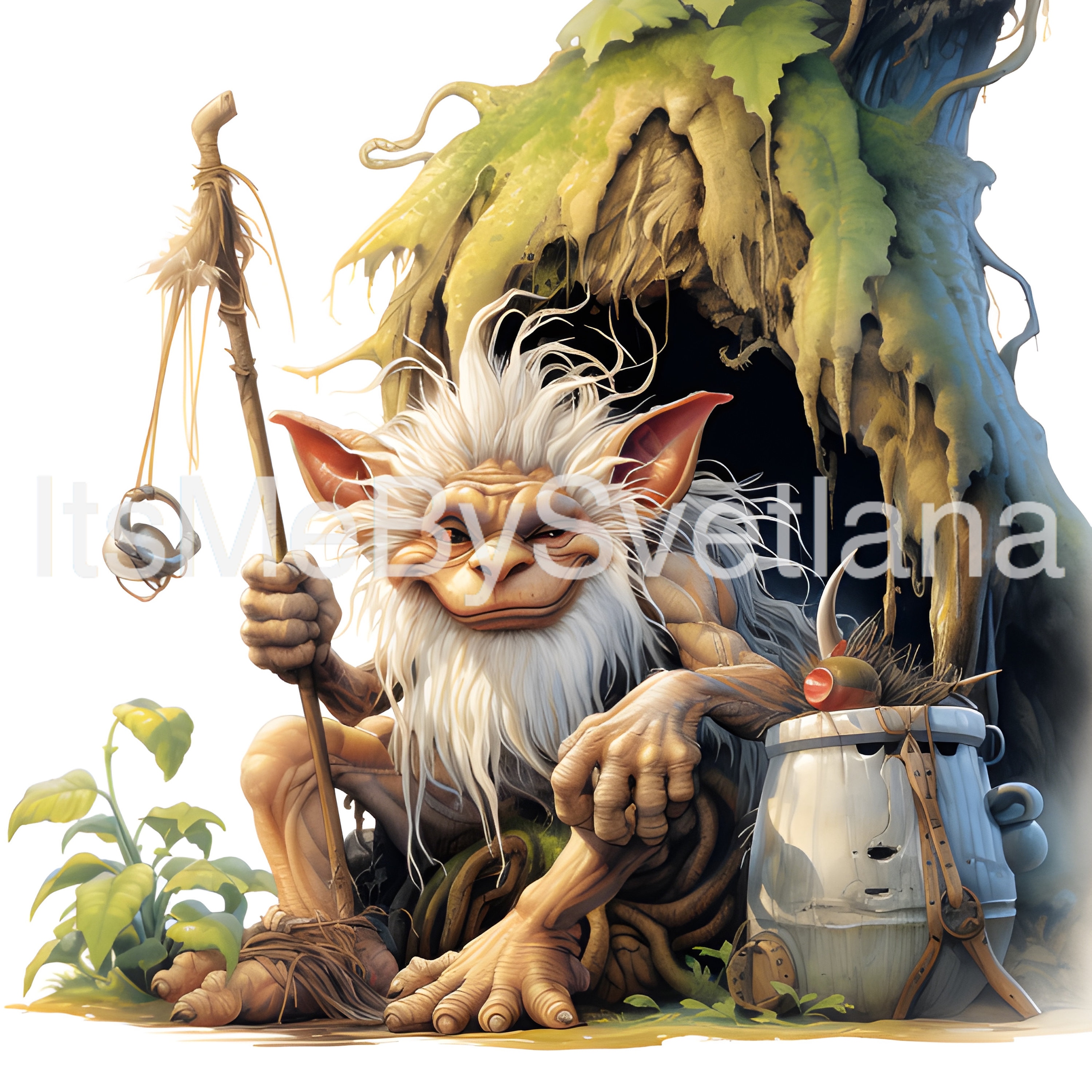 Forest Troll Watercolor Clipart Fantasy Mythical Monsterbook - Etsy