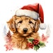 Christmas Goldendoodle Puppy Dog Watercolor Clipart, Golden Doodle ...