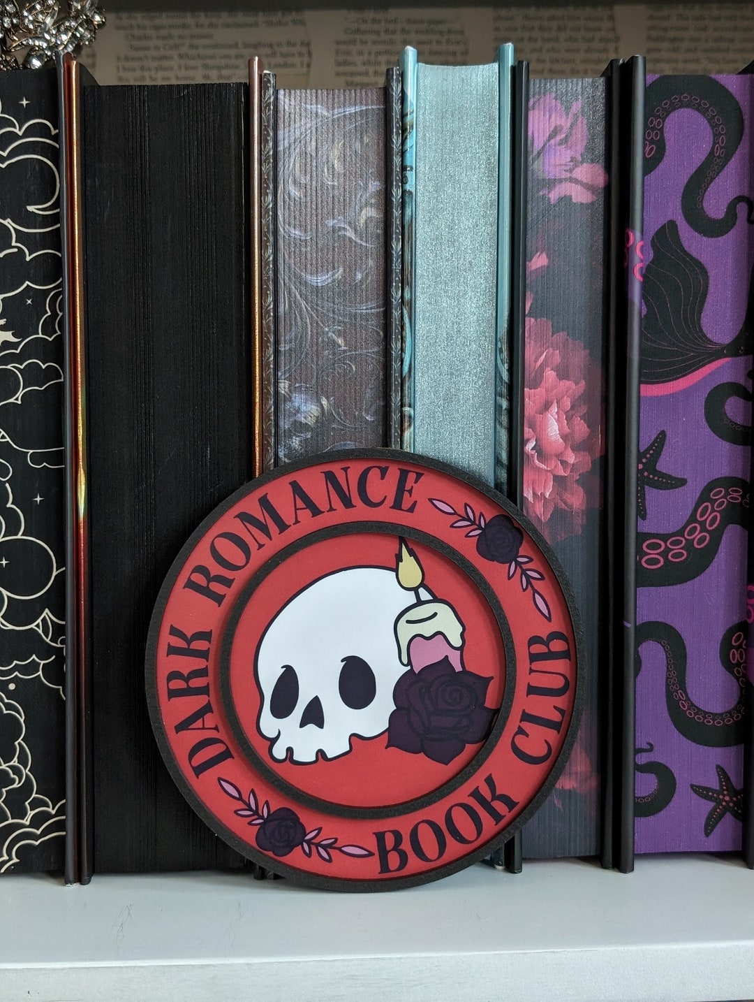 Dark Romance Book Club Bookshelf Sign Book Lover Home Decor Personal ...