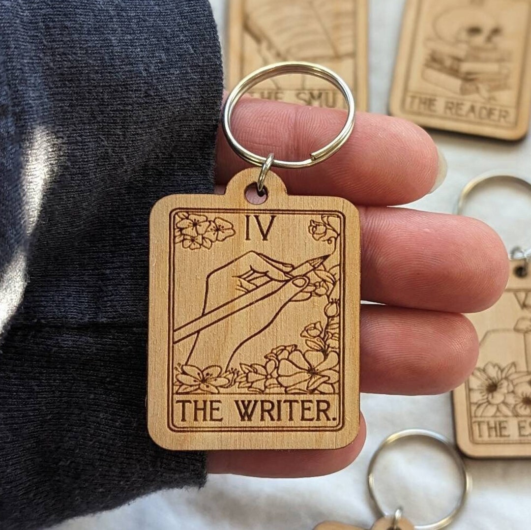 The Writer Mini Tarot Card Bookish Keychains, Wooden Geeky Bookish ...