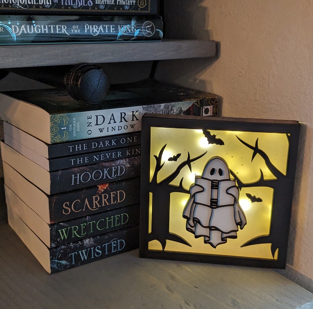 Reading Ghost Light up Bookshelf Sign - Etsy