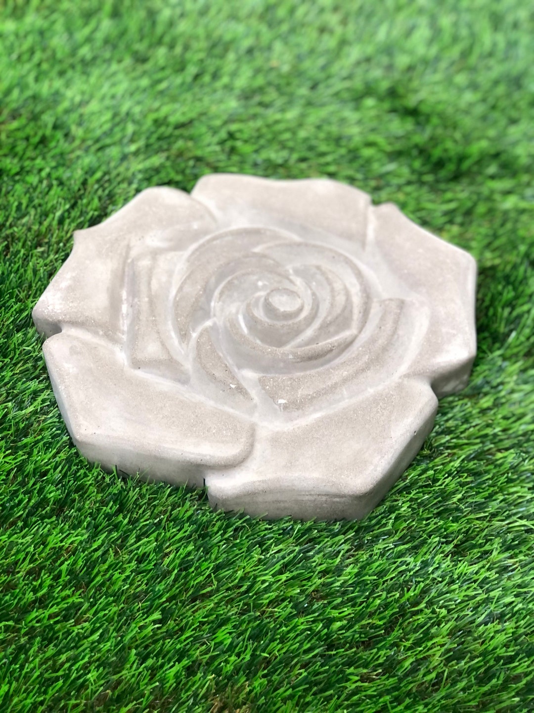 Large Concrete Rose Flower Stepping Stone M, Handmade Rose Stepping ...