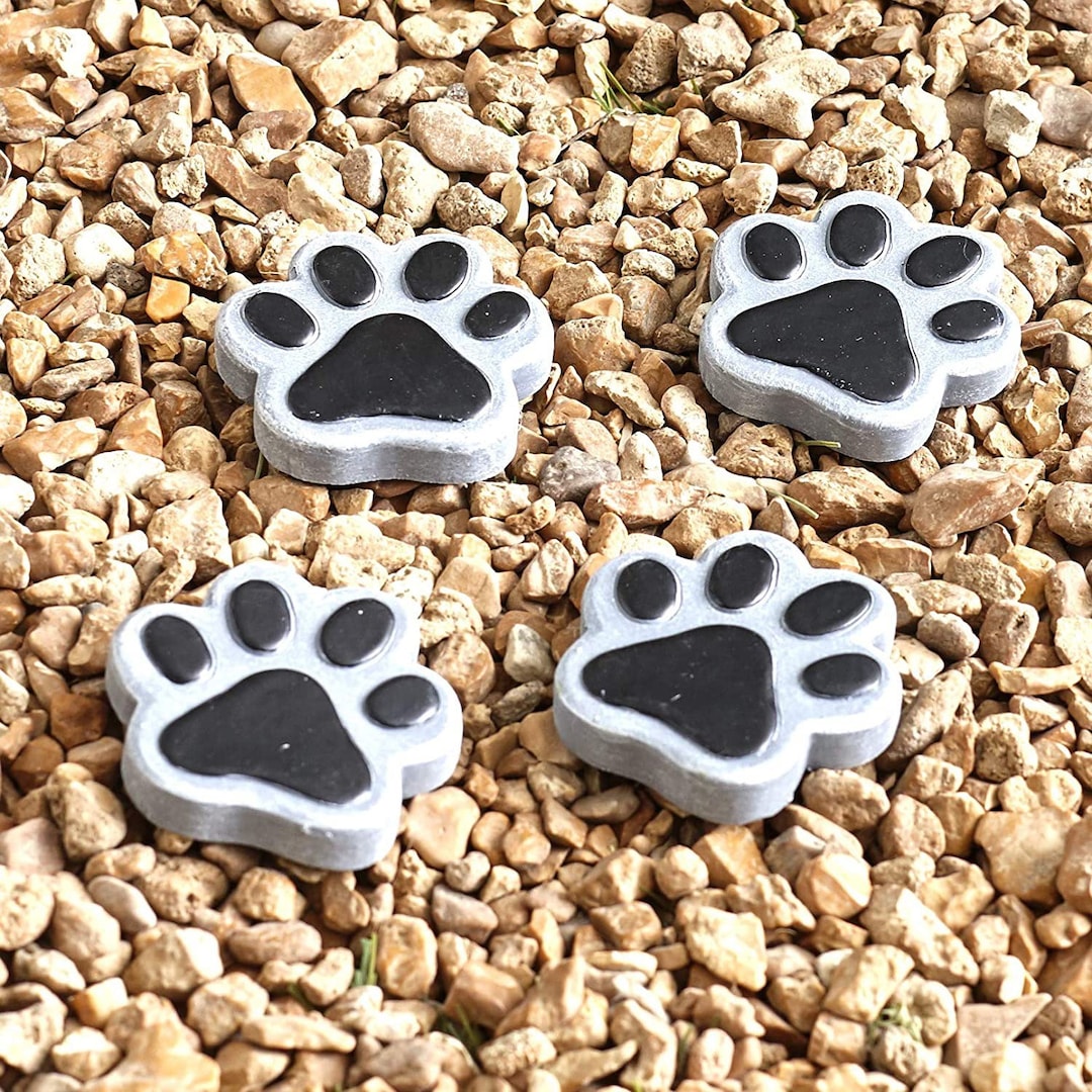 Mini Paw Print Stones - Dog/cat Decoration for Outdoor Gardens - Set of ...