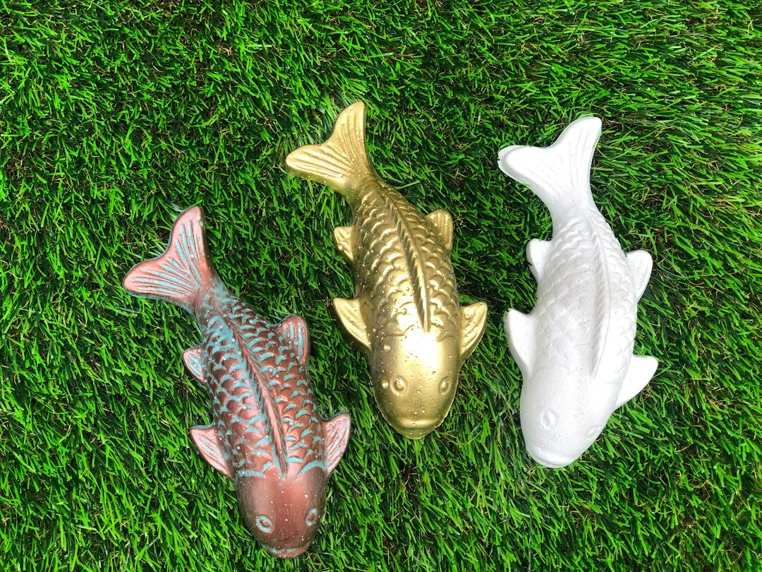 Koi Fish Statue Pond Home Decor Handmade Concrete Fish Garden Statue 6. ...